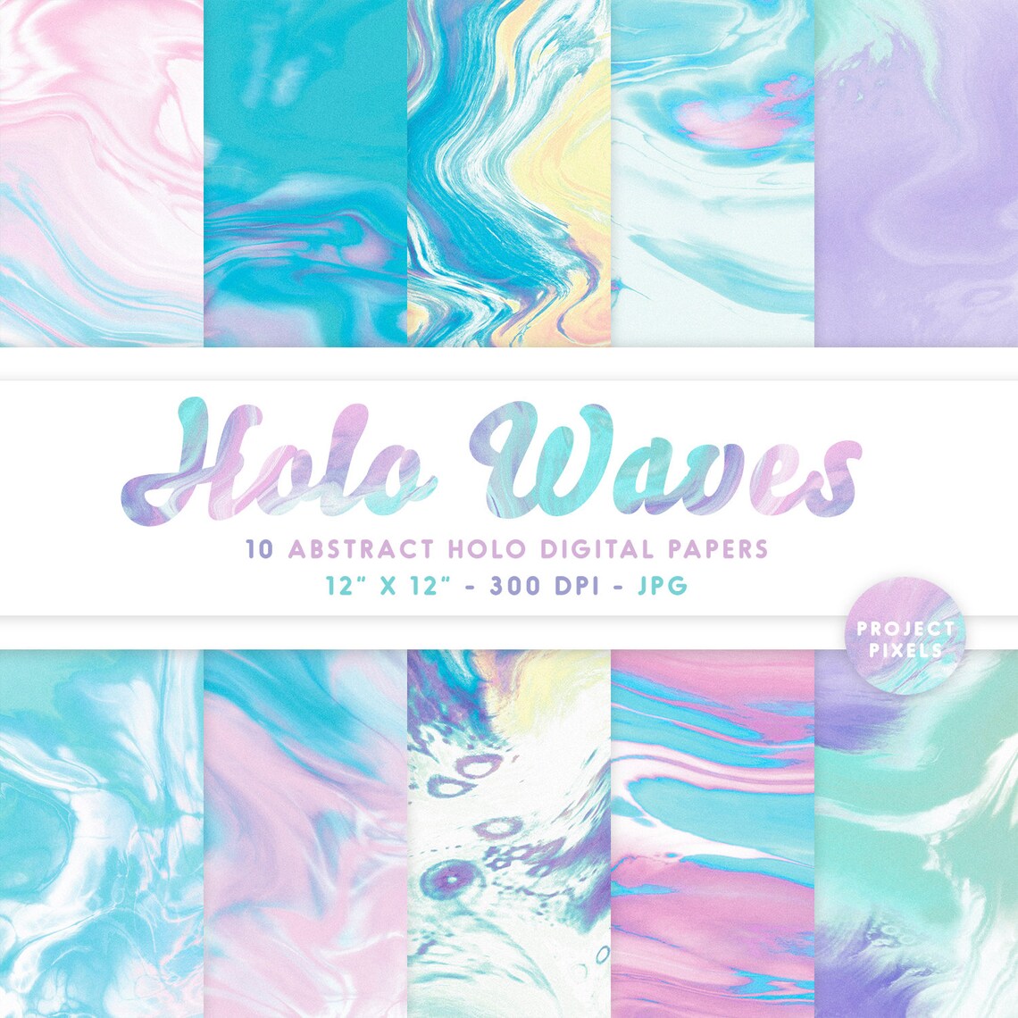 Holo Waves Holographic Digital Paper Pastel Rainbow Fun - Etsy