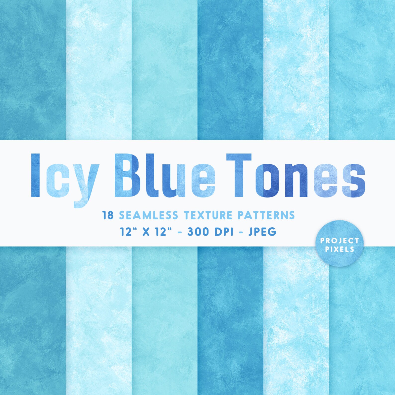 Icy Blue Tones Seamless Texture Patterns Gradient Digital - Etsy