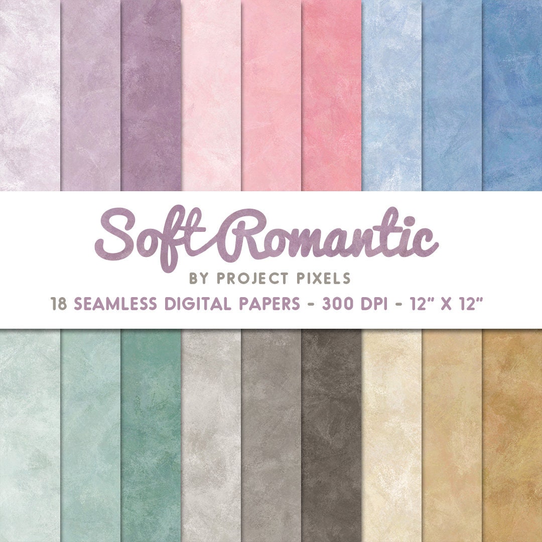 Soft Romantic Digital Paper Pack, Soft Art Textures, Gradient Paper ...