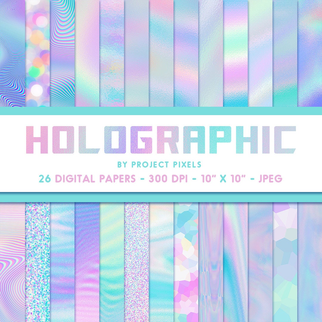Holographic Digital Paper, Iridescent Texture, Rainbow Paper, Pastel ...
