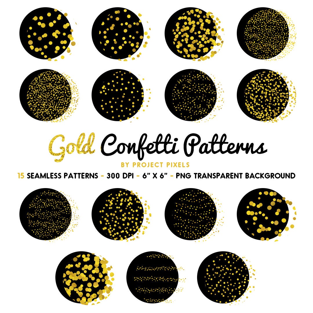 Gold Confetti Patterns, Confetti Overlay, Confetti Clipart, Seamless ...
