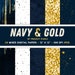 Navy & Gold Mixed Digital Paper Pack, Mixed Media Paper, Abstract Art ...
