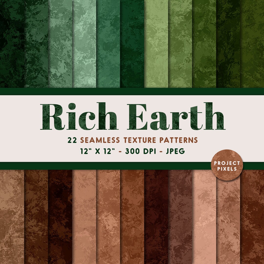 Rich Earth Digital Paper Pack, Dark Nature Textures, Seamless Textures ...