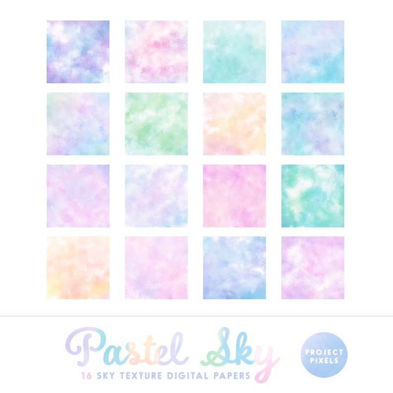 Pastel Sky Digital Paper, Soft Paint Texture, Dreamy Sky Background ...