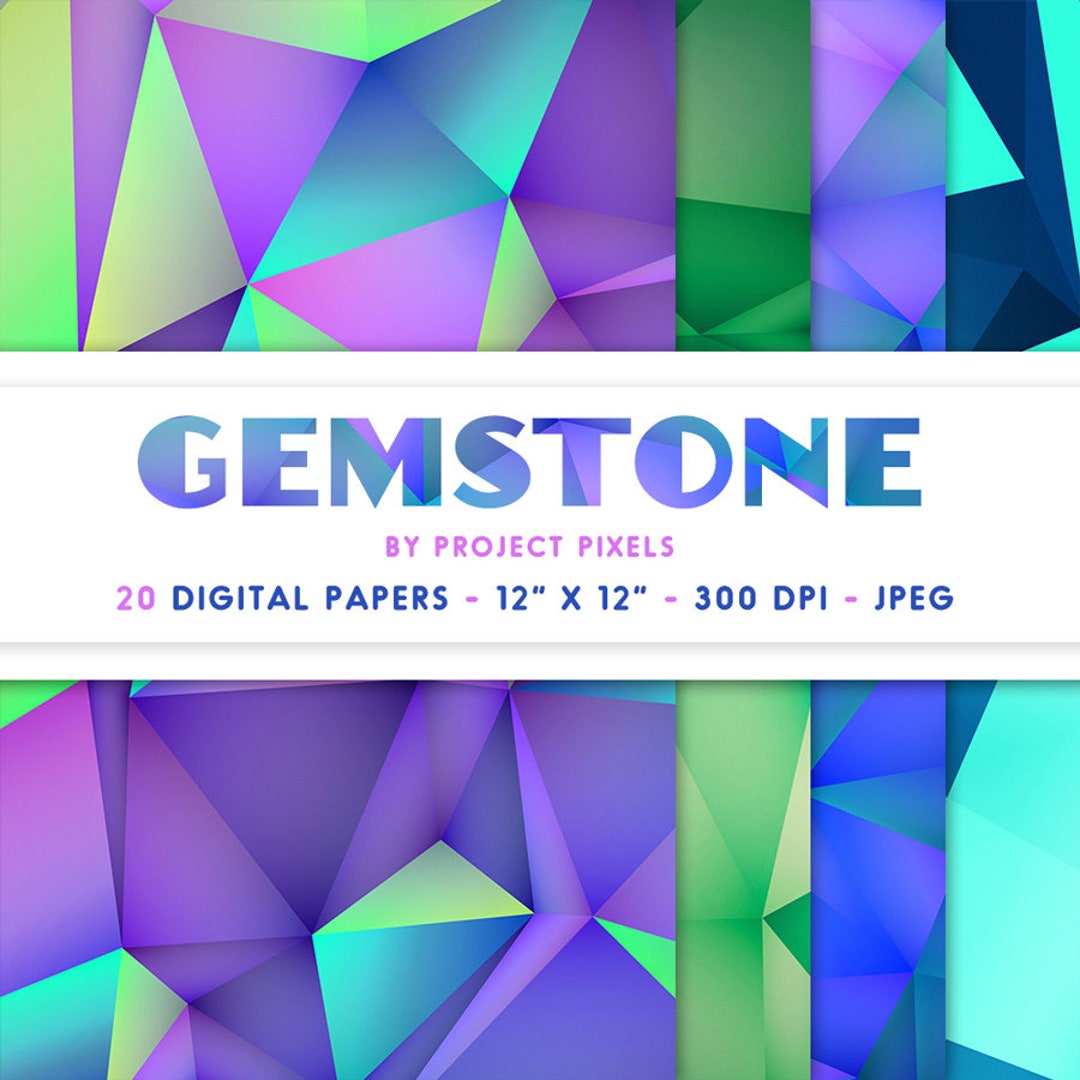 Gemstone Digital Paper, Colorful Gradient Backgrounds, Crystal Paper ...