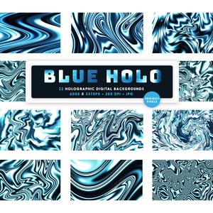 Blue Holo Digital Backgrounds, Chrome Texture, Winter Chromatic ...