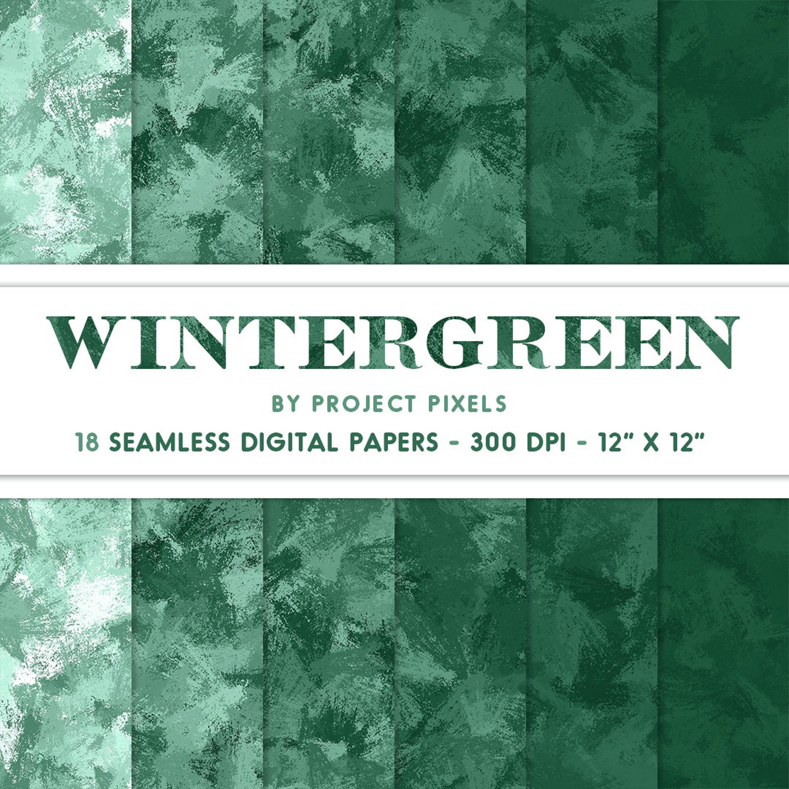 Wintergreen Digital Paper, Winter, Green, Nature Art, Gradient Paper ...