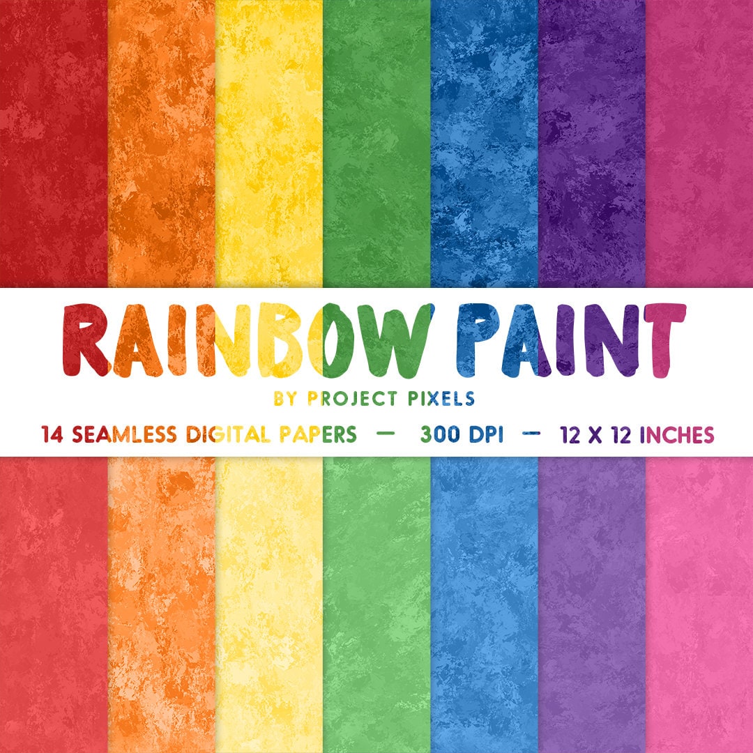 Rainbow Paint Textures, Digital Paper Pack, Colorful Textures, Seamless ...