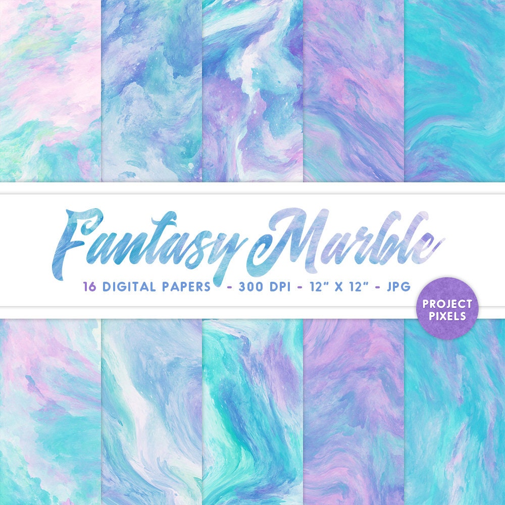 Fantasy Marble Digital Paper, Iridescent Digital, Pastel Abstract ...