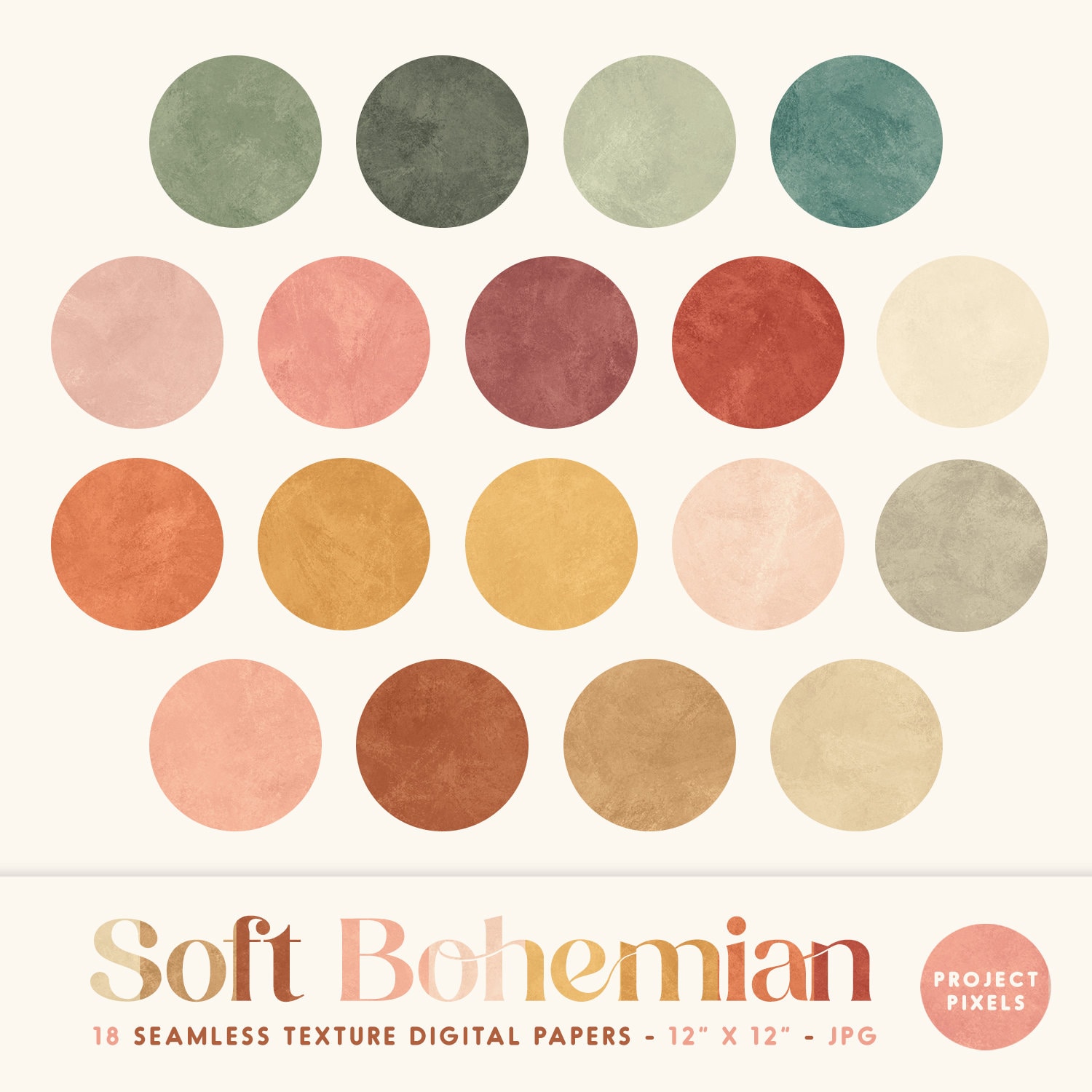 Soft Bohemian, Digital Paper Pack, Boho Seamless Textures, Natural ...