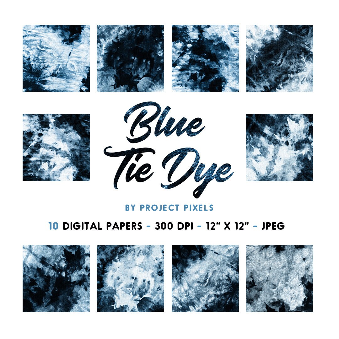 Blue Tie Dye Digital Paper Fabric Texture Ink Art Paper - Etsy