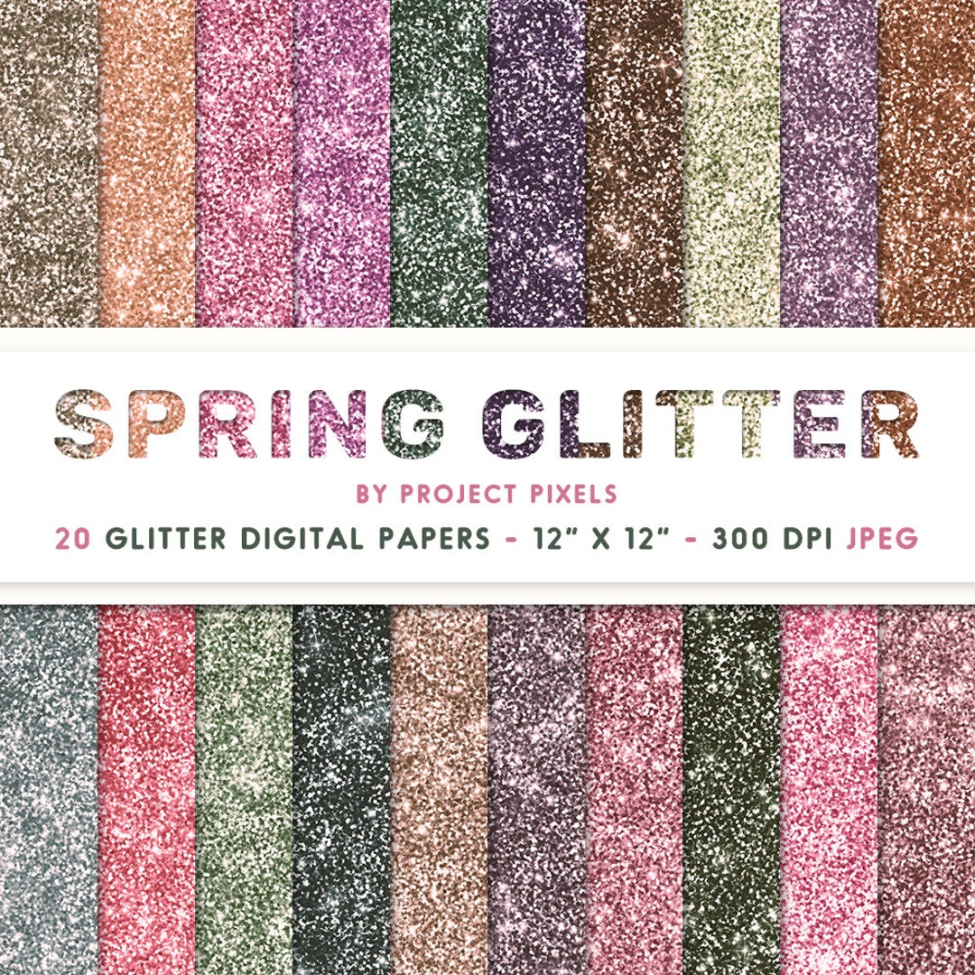Spring Glitter Digital Paper, Glitter Backgrounds, Glitter Texture ...