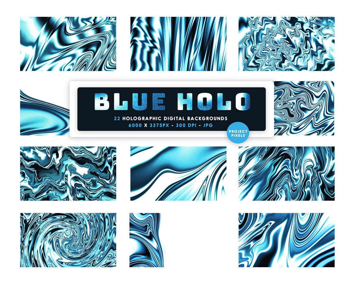 Blue Holo Digital Backgrounds, Chrome Texture, Winter Chromatic ...