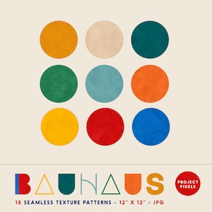 Bauhaus, Digital Paper, Retro Seamless Textures, Vintage Color Patterns ...