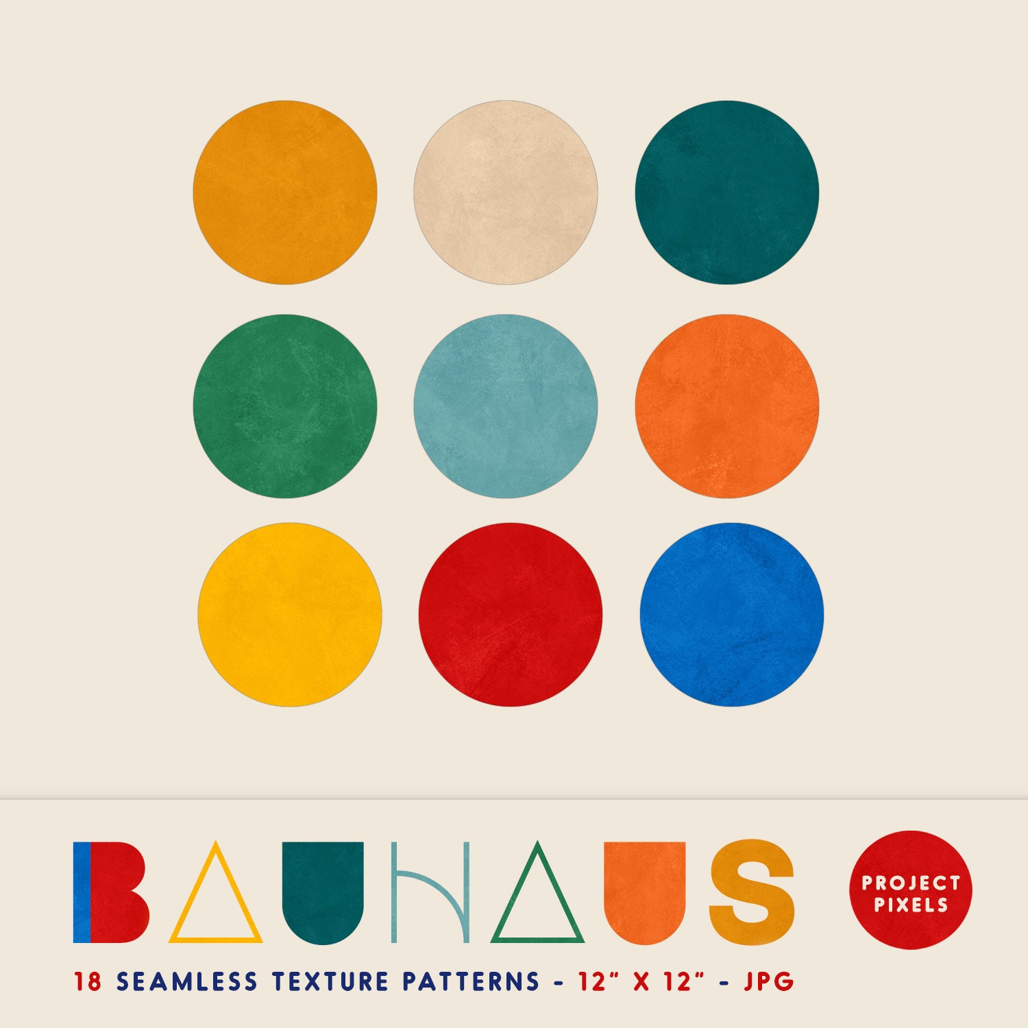 Bauhaus, Digital Paper, Retro Seamless Textures, Vintage Color Patterns ...