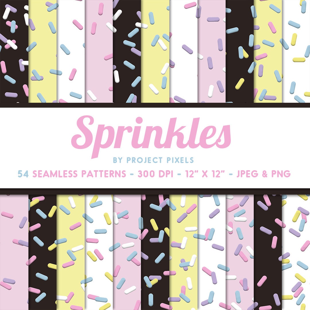 Seamless Sprinkles Patterns, Digital Sprinkle Paper, Donut, Cupcake ...