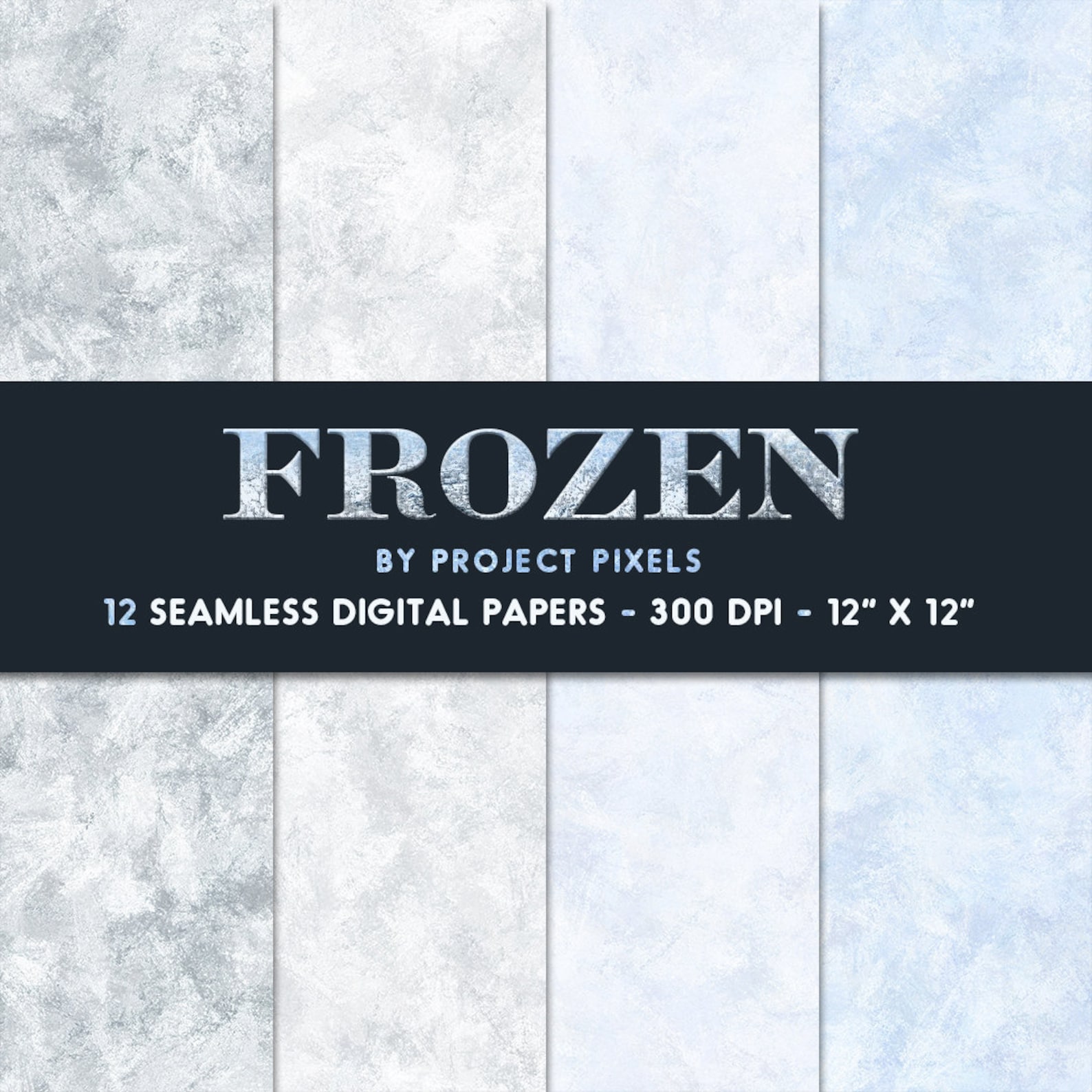 Frozen Digital Paper, Ice Texture, Winter Art Paper, Gradient Paper ...