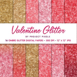 Valentine Ombre Glitter, Digital Paper, Glitter Background, Glitter ...