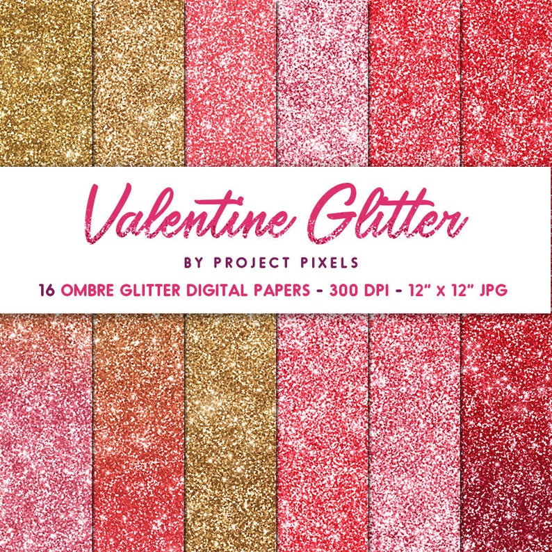 Valentine Ombre Glitter, Digital Paper, Glitter Background, Glitter ...