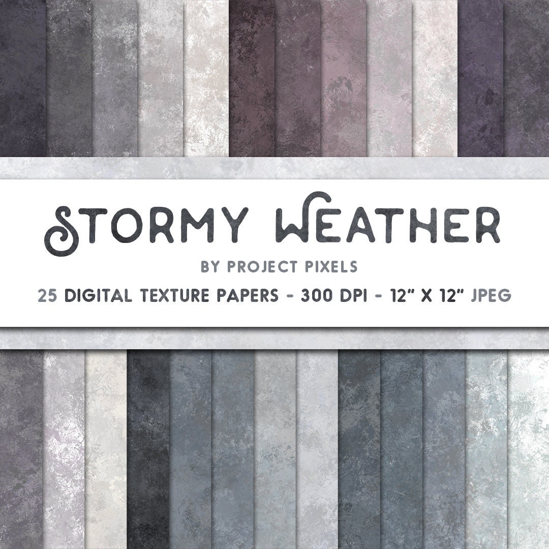 Stormy Weather, Digital Paper Pack, Soft Art Textures, Grunge Paper ...