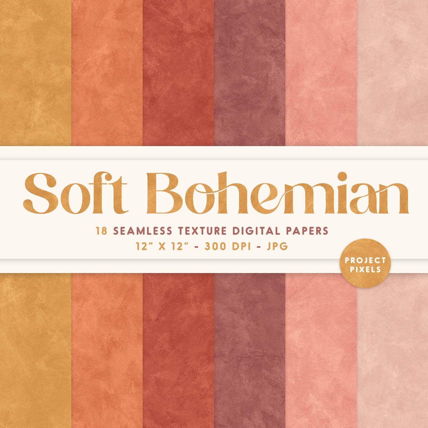 Soft Bohemian, Digital Paper Pack, Boho Seamless Textures, Natural ...