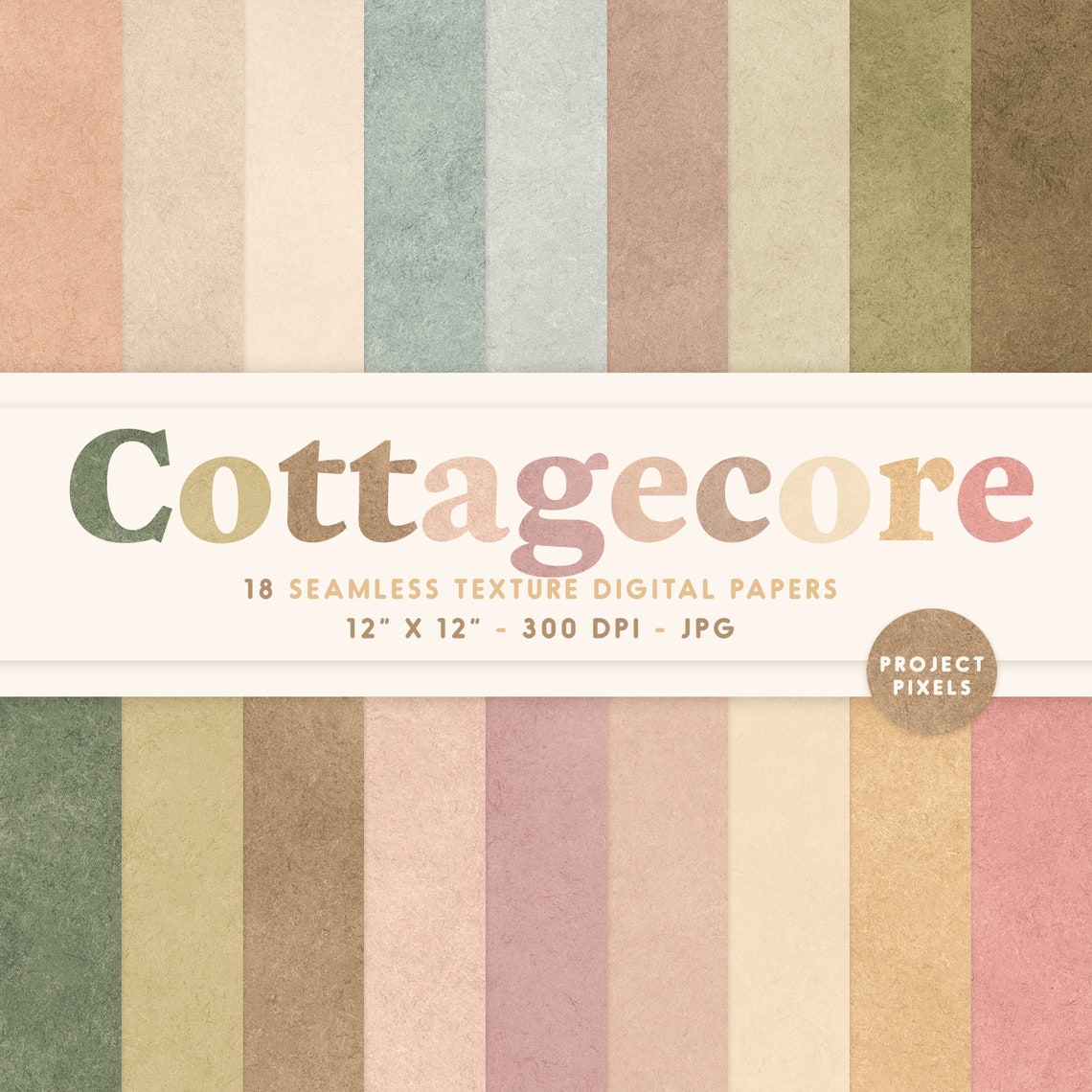 Cottagecore Digital Paper Pack, Earthy Seamless Textures, Natural Color ...