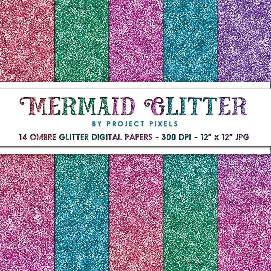 Mermaid Ombre Glitter, Digital Paper, Glitter Backgrounds, Glitter ...