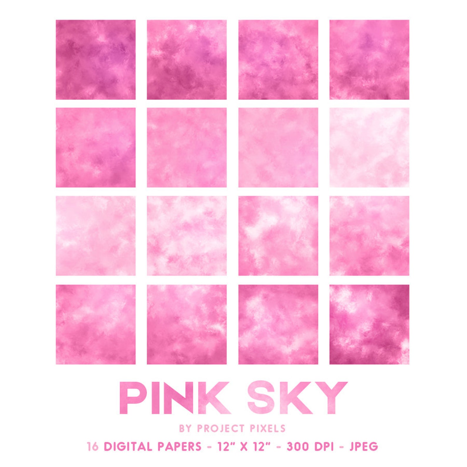 Pink Sky Digital Paper, Soft Paint Texture, Pastel Sky Background, Pink ...