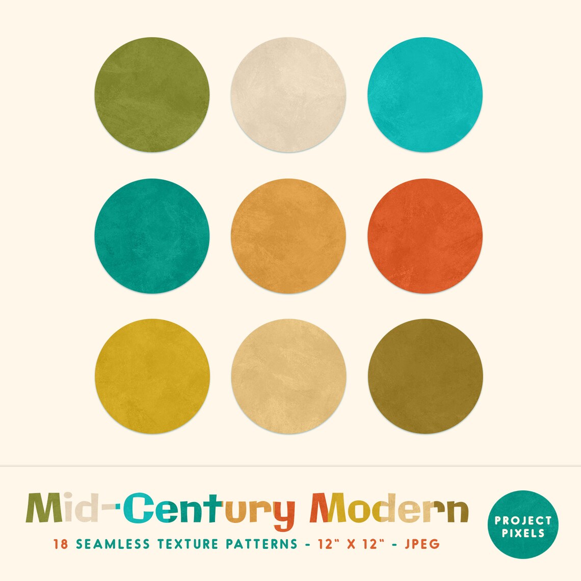 Mid Century Modern, Digital Paper, Retro Seamless Textures, Vintage ...