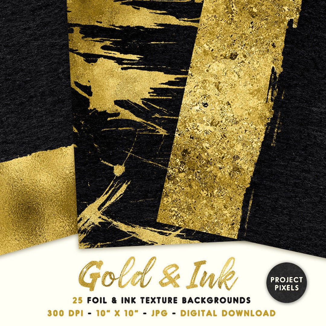 Gold & Ink Grunge Textures, Gold Ink Art Backgrounds, Mixed Media ...