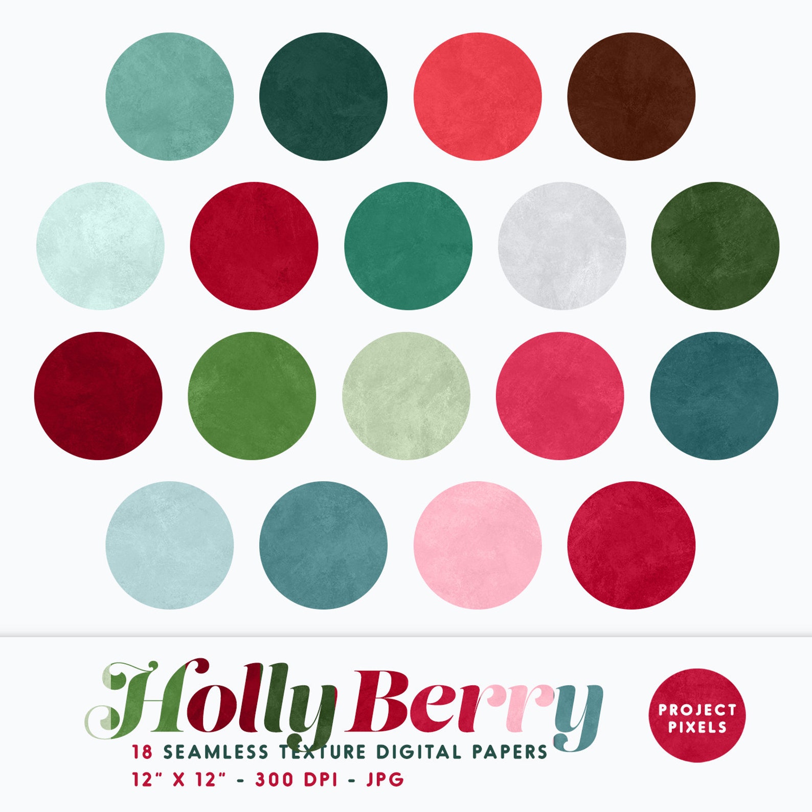 Holly Berry Digital Paper Seamless Texture Patterns Holiday - Etsy