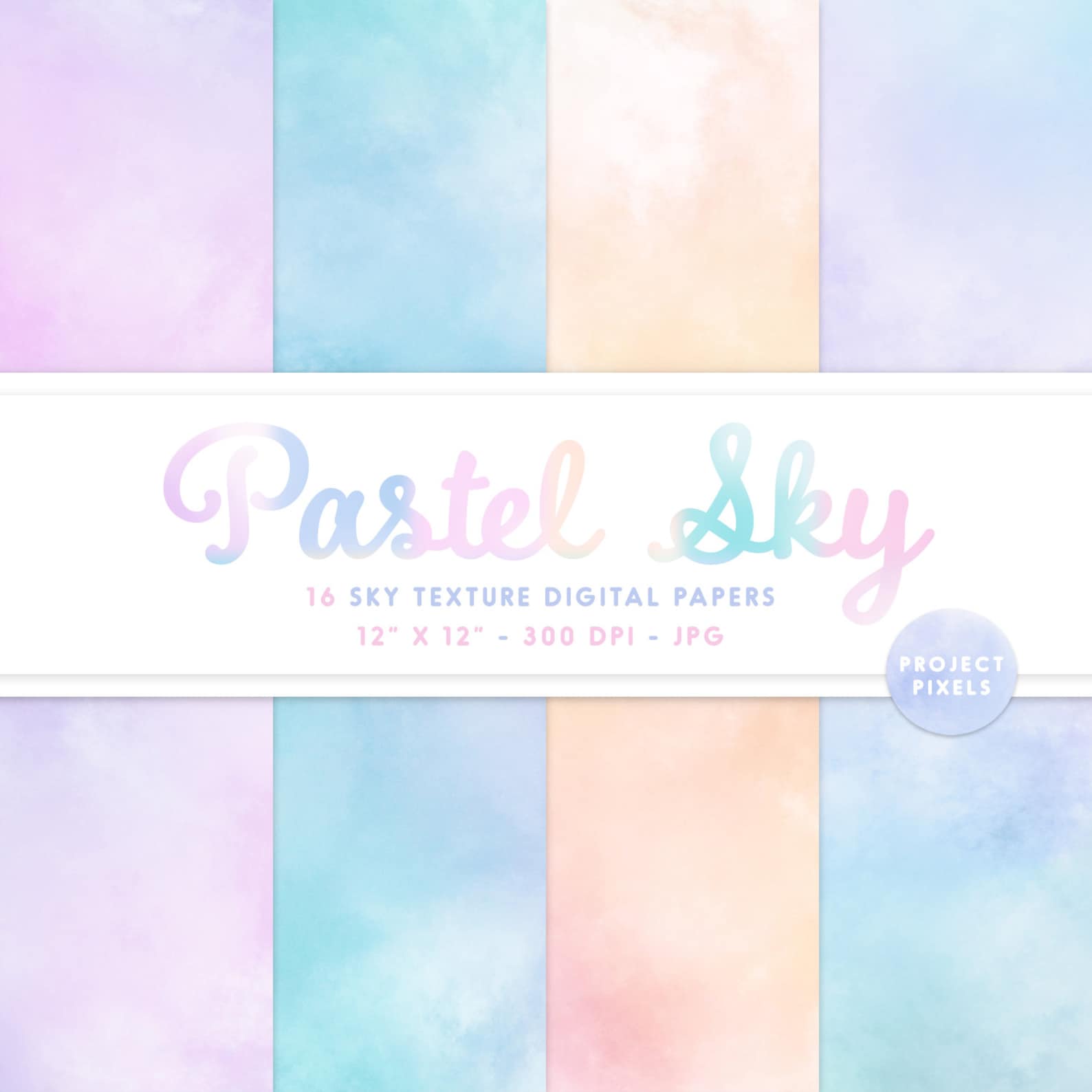 Pastel Sky Digital Paper, Soft Paint Texture, Dreamy Sky Background ...