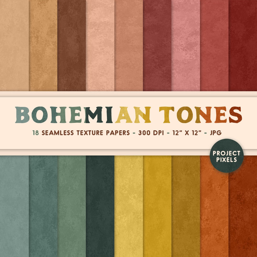 Bohemian Tones, Digital Paper Pack, Boho Seamless Textures, Natural ...