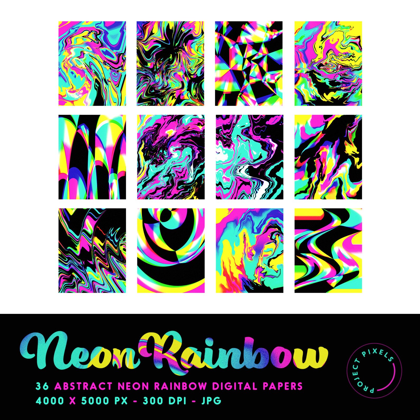 Neon Rainbow, Abstract Glitch Backgrounds, Psychedelic, Trippy, Dreamy ...