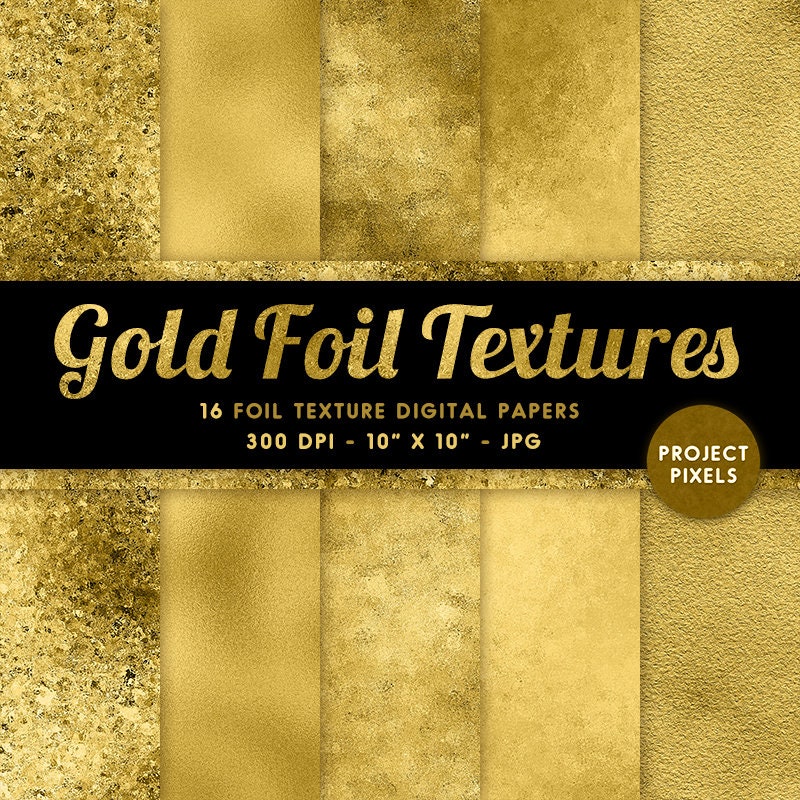 Gold Foil Textures, Metallic Digital Paper, Rich Foil Texture Mix, Gold ...