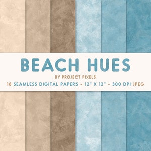 Beach Hues Digital Paper Pack, Ocean Sand Color Paper, Soft Art ...