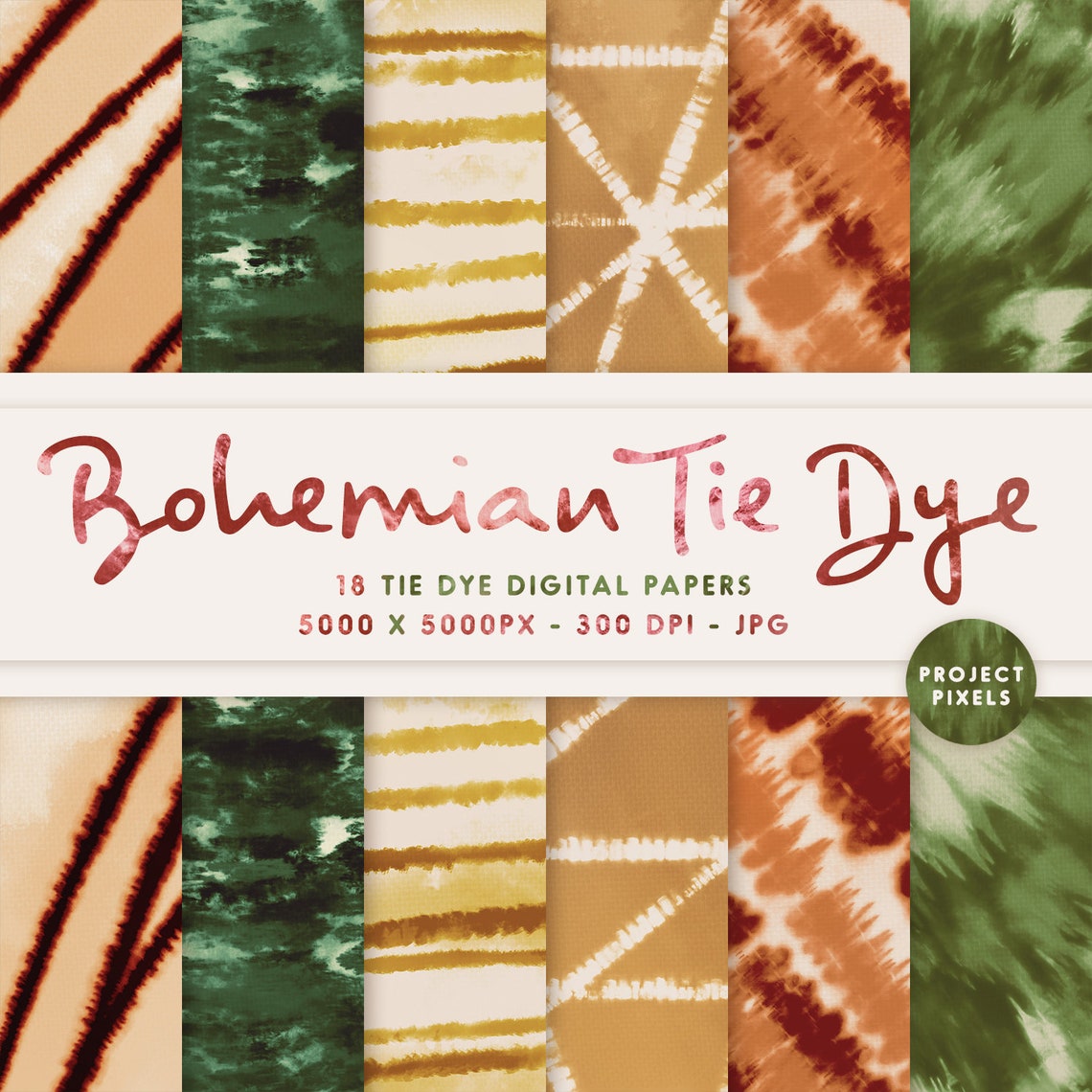 Boho Tie Dye Digital Paper Pack Bohemian Art Warm Autumn - Etsy
