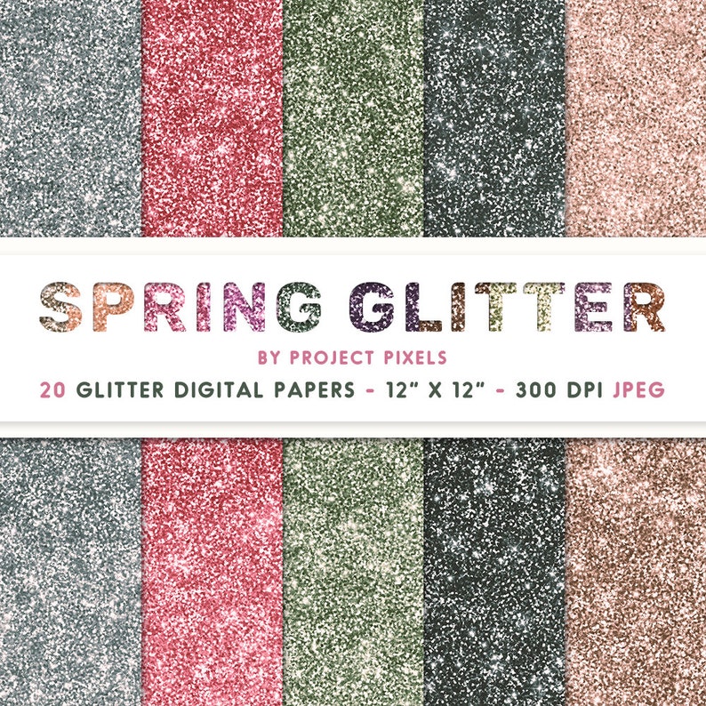 Spring Glitter Digital Paper Glitter Backgrounds Glitter | Etsy