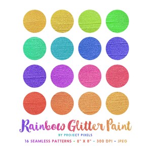 Rainbow Glitter Paint, Digital Paper, Seamless Patterns, Paint Textures ...