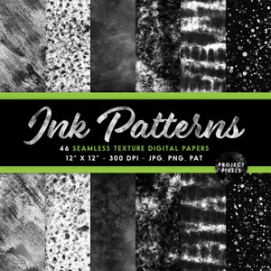 Seamless Ink Patterns, Grunge Textures, Grunge Ink Clip Art, Texture ...
