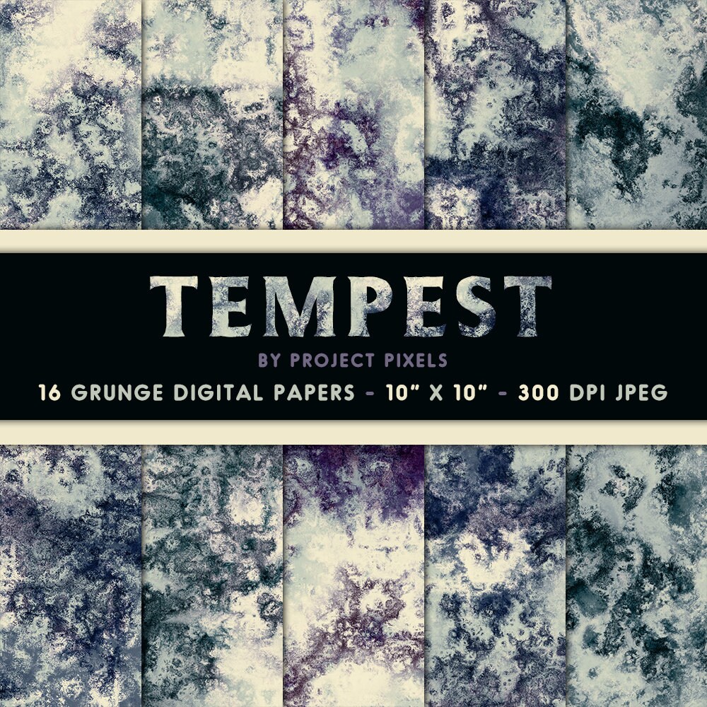 Tempest Grunge Digital Paper Pack, Dark Backgrounds, Grunge Textures ...