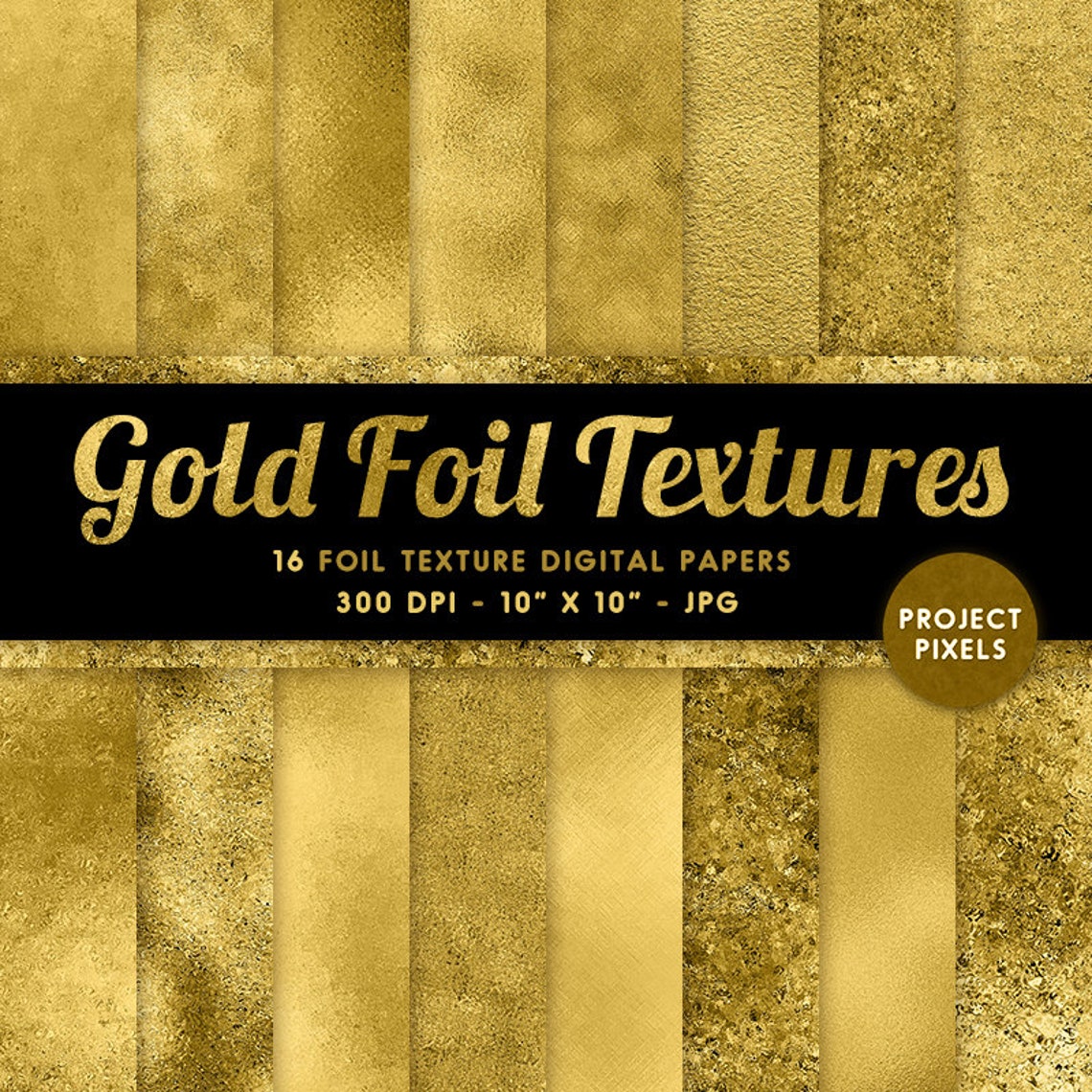Gold Foil Textures, Metallic Digital Paper, Rich Foil Texture Mix, Gold ...