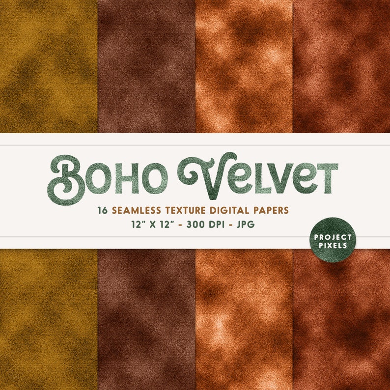 Boho Velvet, Digital Paper Pack, Rich Velvet Seamless Textures ...