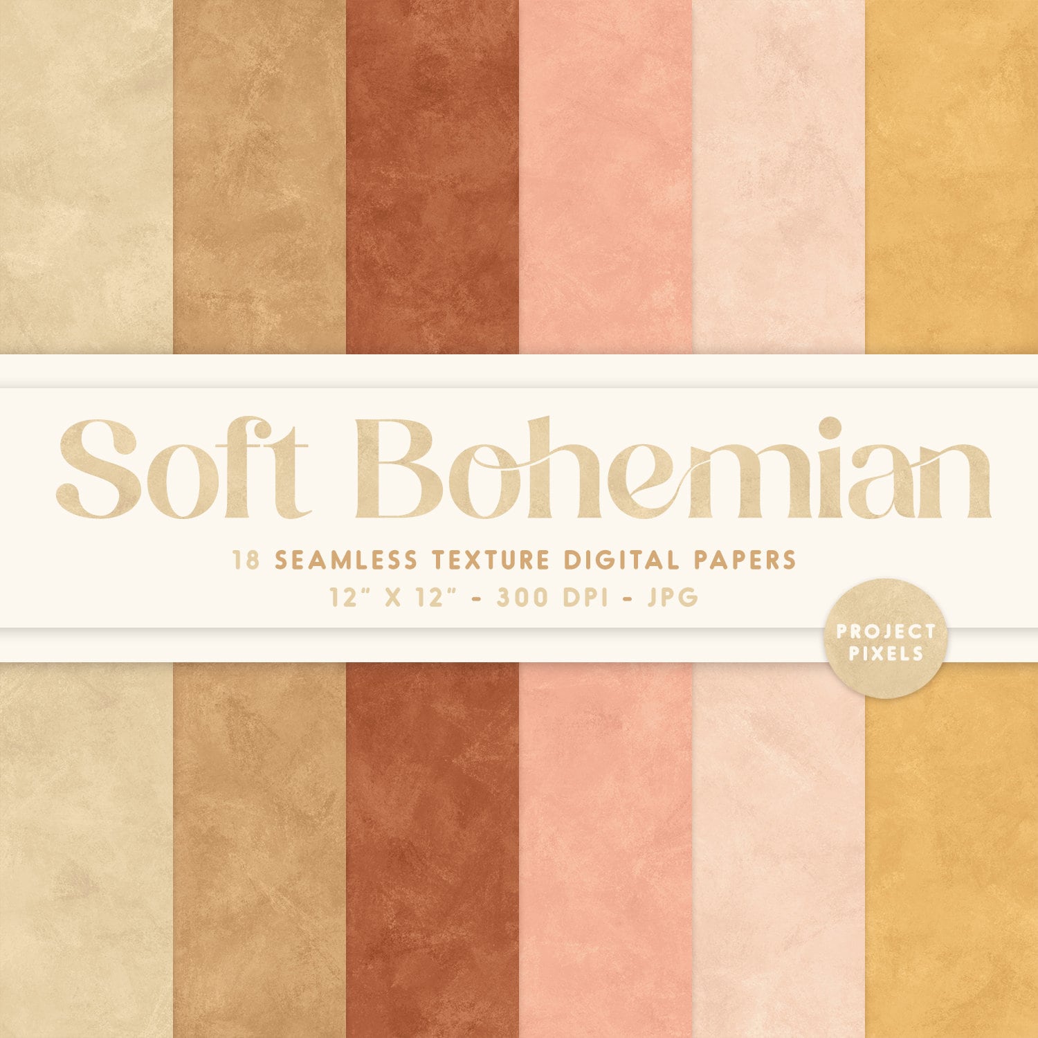 Soft Bohemian, Digital Paper Pack, Boho Seamless Textures, Natural ...