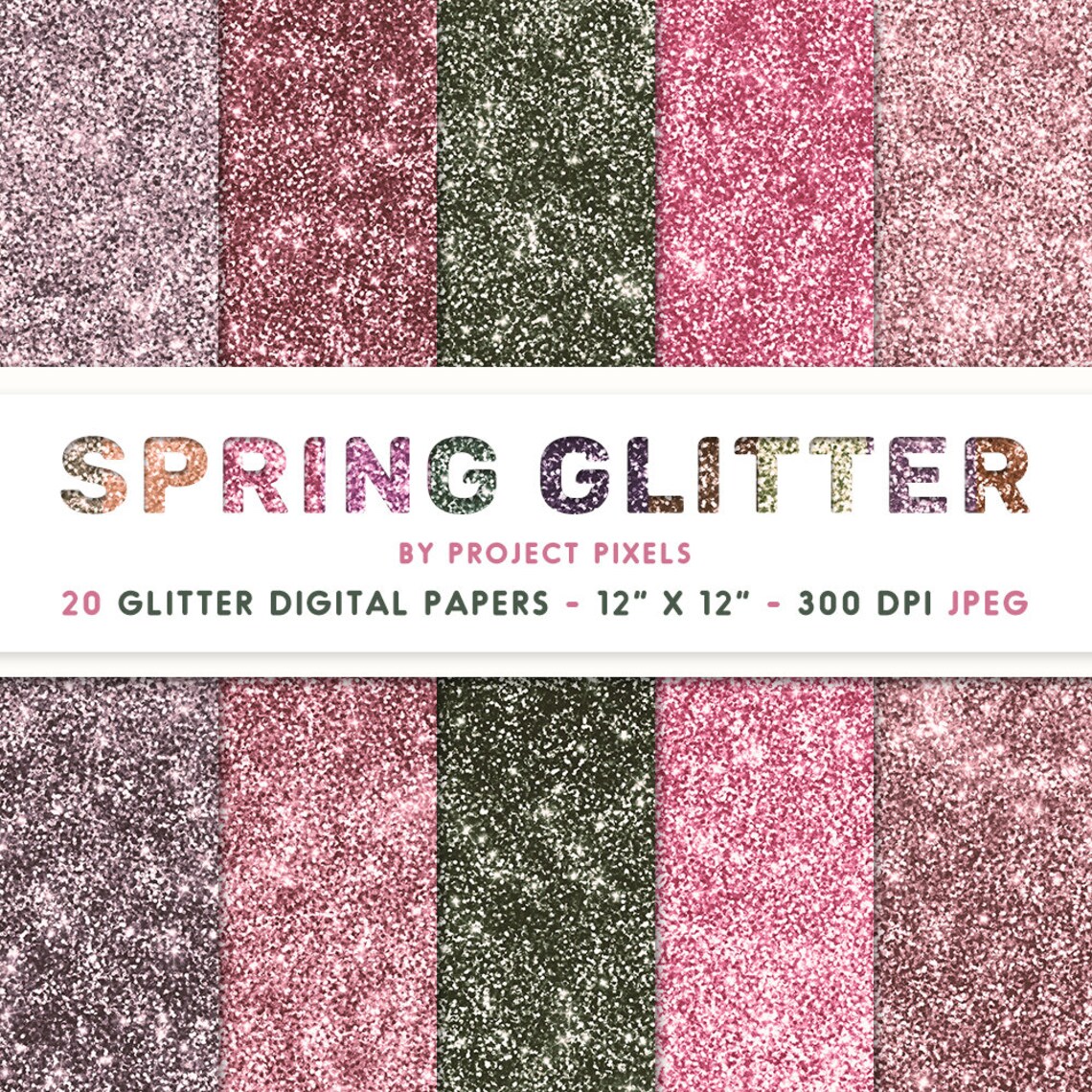 Spring Glitter Digital Paper Glitter Backgrounds Glitter | Etsy