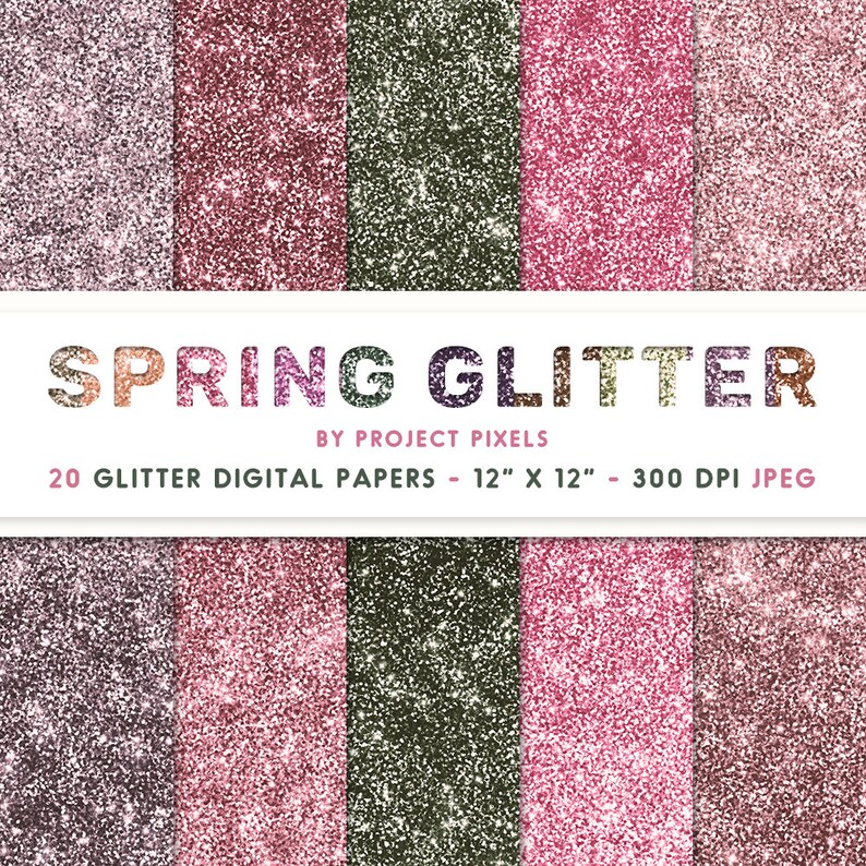 Spring Glitter Digital Paper Glitter Backgrounds Glitter | Etsy