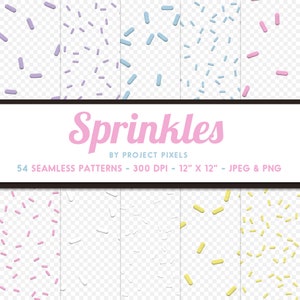 Seamless Sprinkles Patterns, Digital Sprinkle Paper, Donut, Cupcake ...