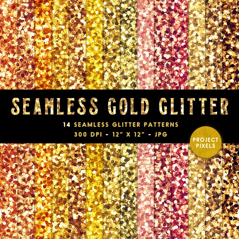 Seamless Gold Glitter Patterns, Chunky Gold Glitter Digital Paper ...