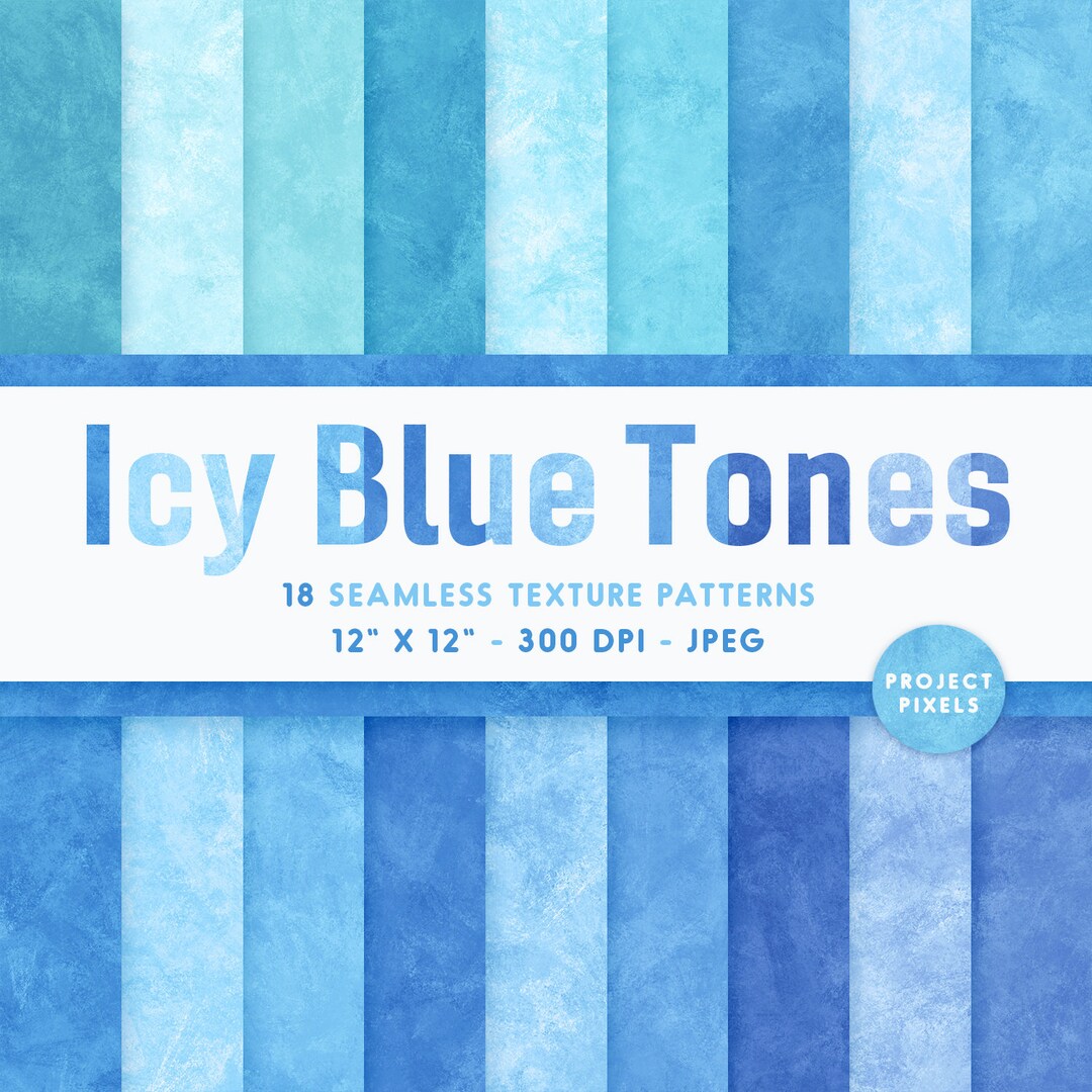 Icy Blue Tones, Seamless Texture Patterns, Gradient Digital Paper ...