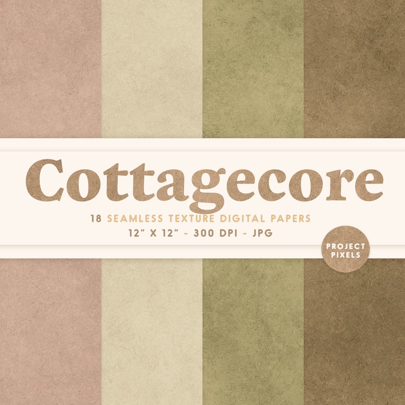Cottagecore Digital Paper Pack, Earthy Seamless Textures, Natural Color ...